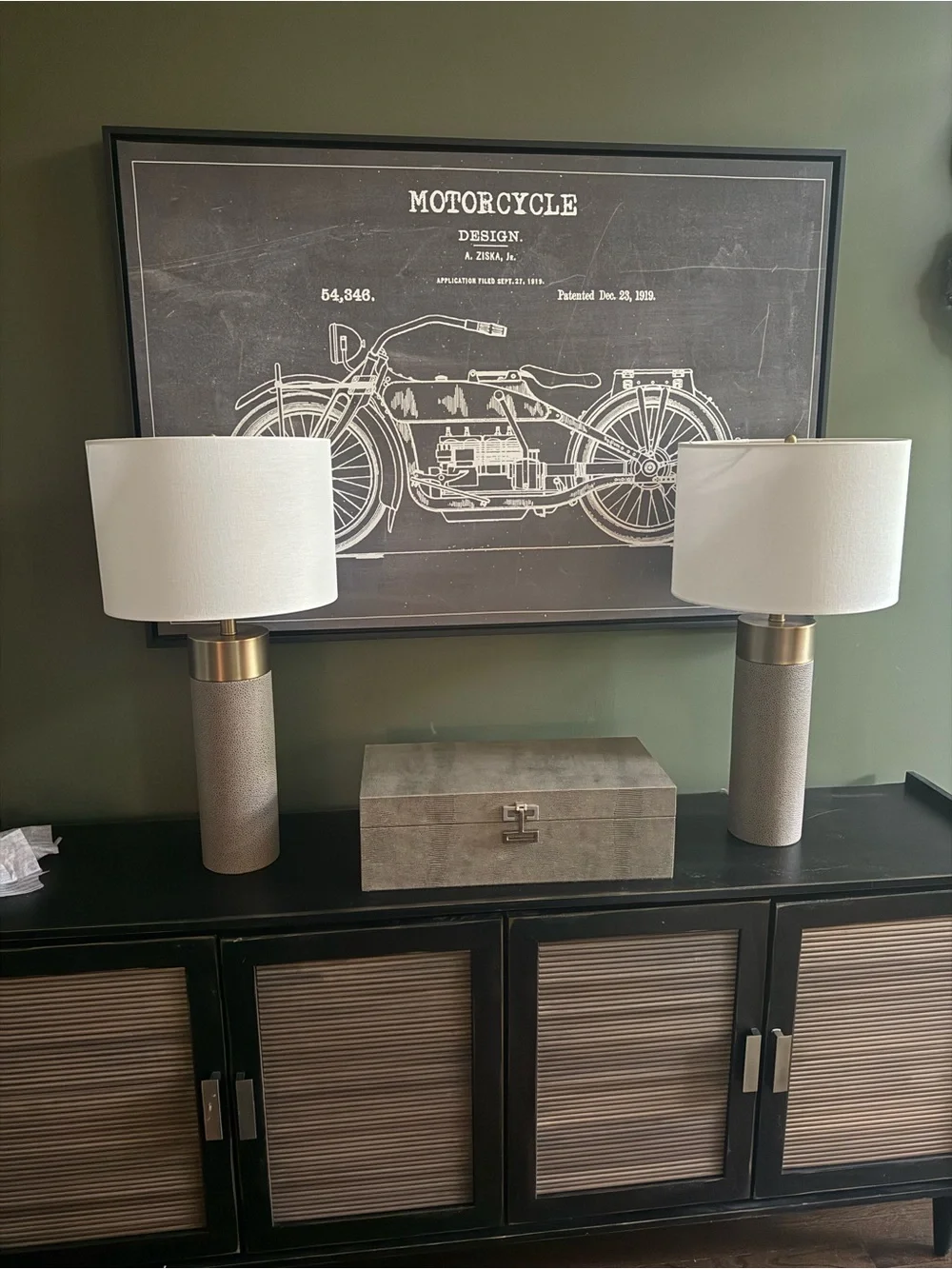 Accents | Modern Gray Table Lamps And Matching Storagedisplay Box With ...